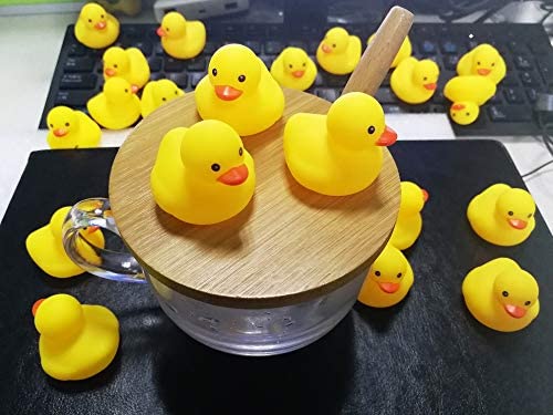 Sohapy 100Pcs Mini Yellow Rubber Ducks Baby Shower Rubber Ducks, Squeak Fun Baby Yellow Rubber Bath Toy Float Fun Decorations for Shower Birthday Party Favors Gift (100PCS Yellow Ducks)