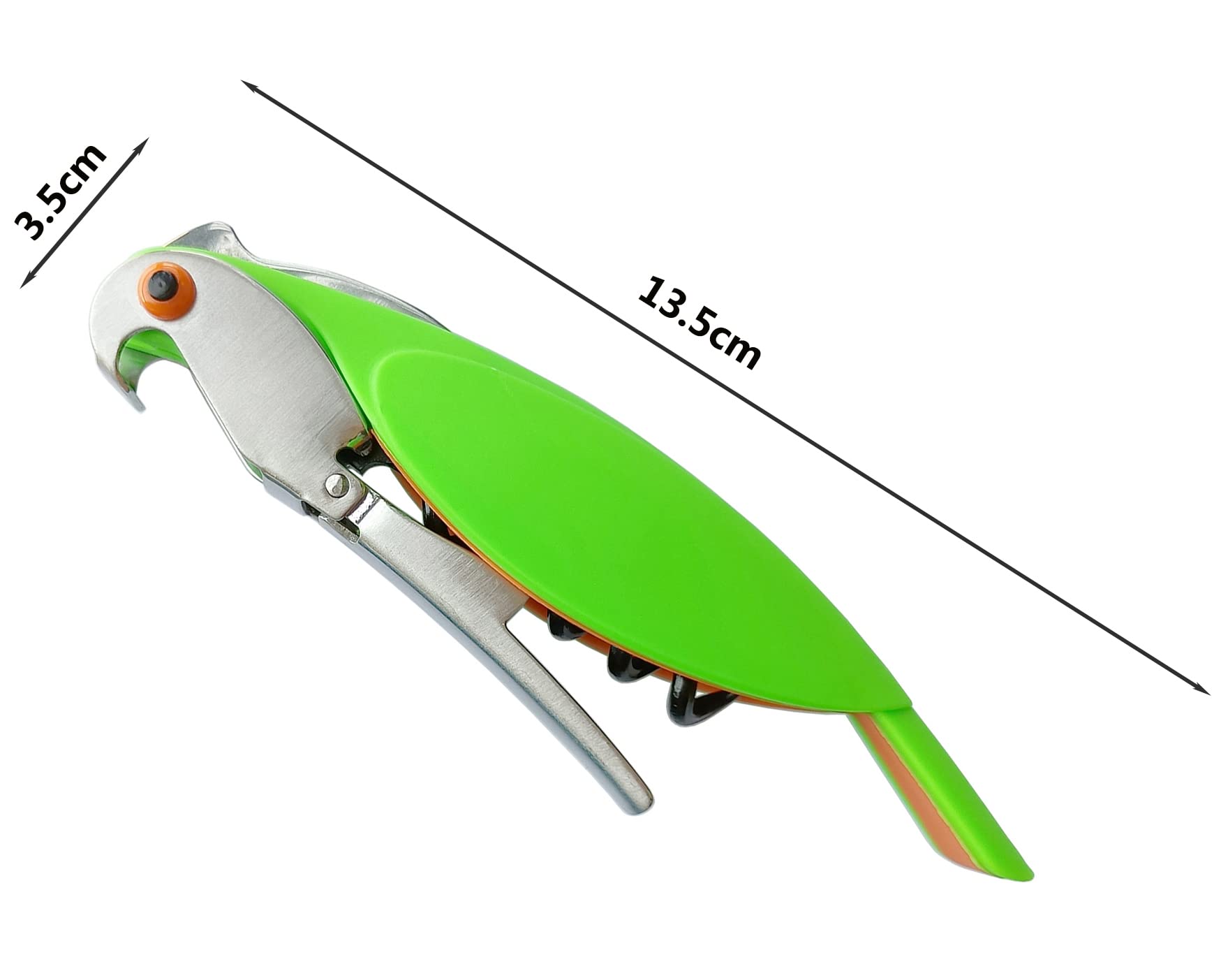 D DrNeeko Parrot Shape Waiters Corkscrew Wine Opener Bottle Opener (Green)