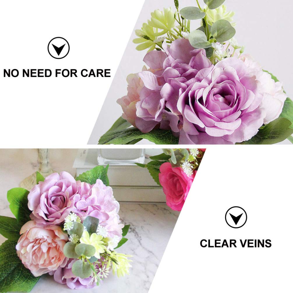 SOIMISS Artificial Roses Peony Hydrangea Flowers Bridal Wedding Bouquet for Party Wedding Decoration