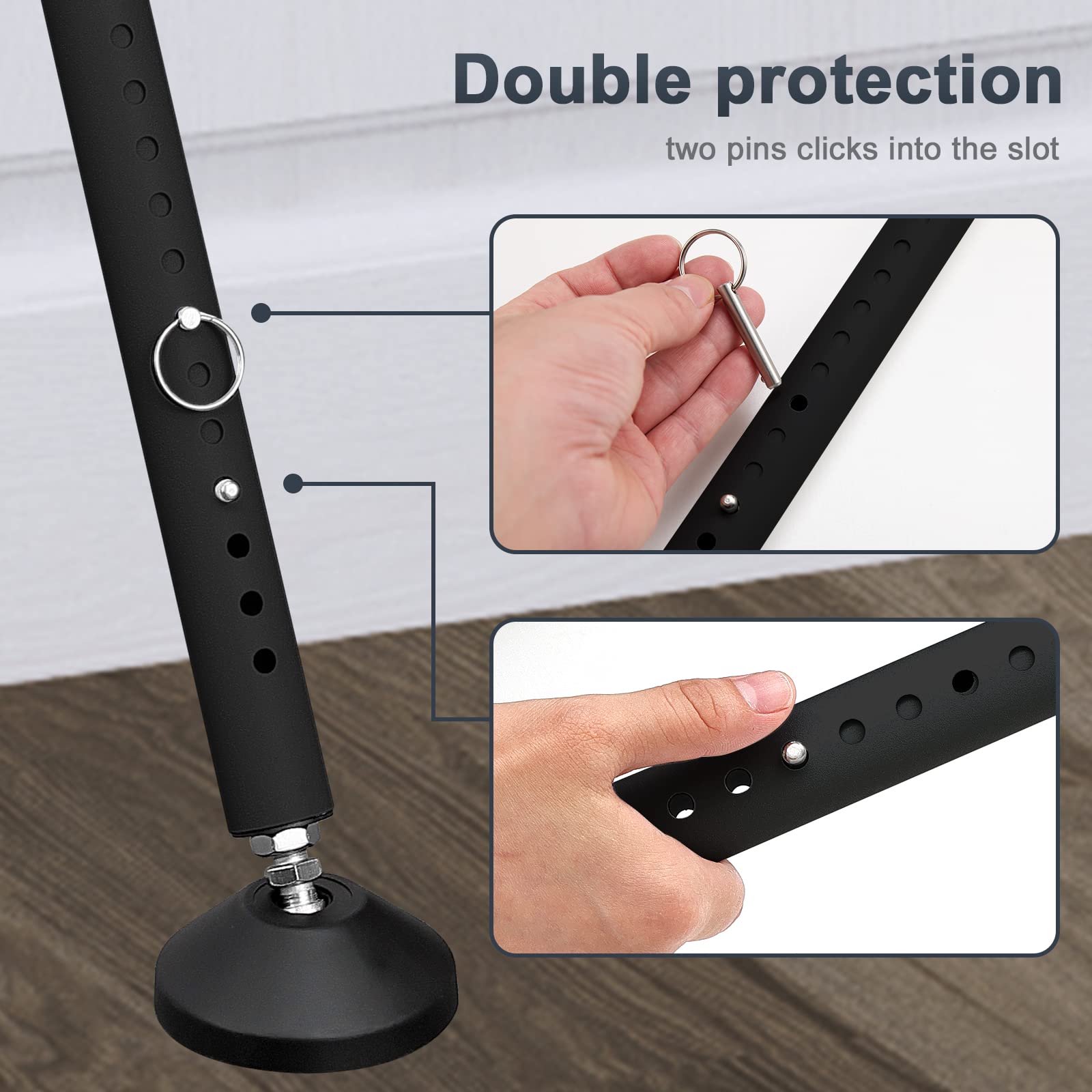 CALCHELE 2-in-1 Door Security Bar & Door Stoppers Security Jammer Bar, Adjustable Window Doors Lock Security Bars for Sliding Glass Door, Window, Front Door, Patio Door, Apartment, Hotel Room, Black