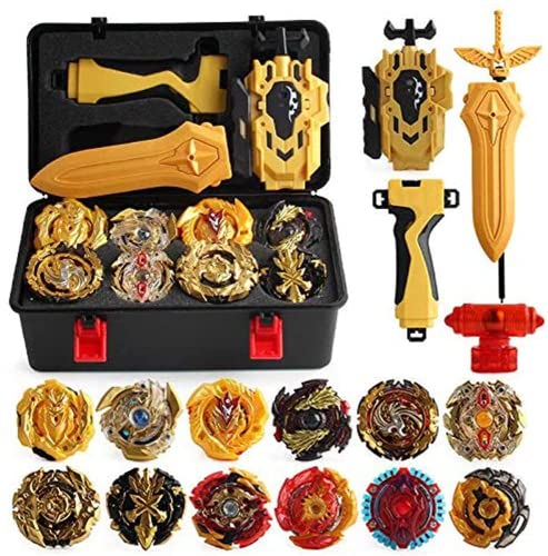 OBEST Bey Battling Top Burst 12 New Gyros Top with 2 Launcher, Arena Toy, Gyro Pocket Box Pro (Gold)