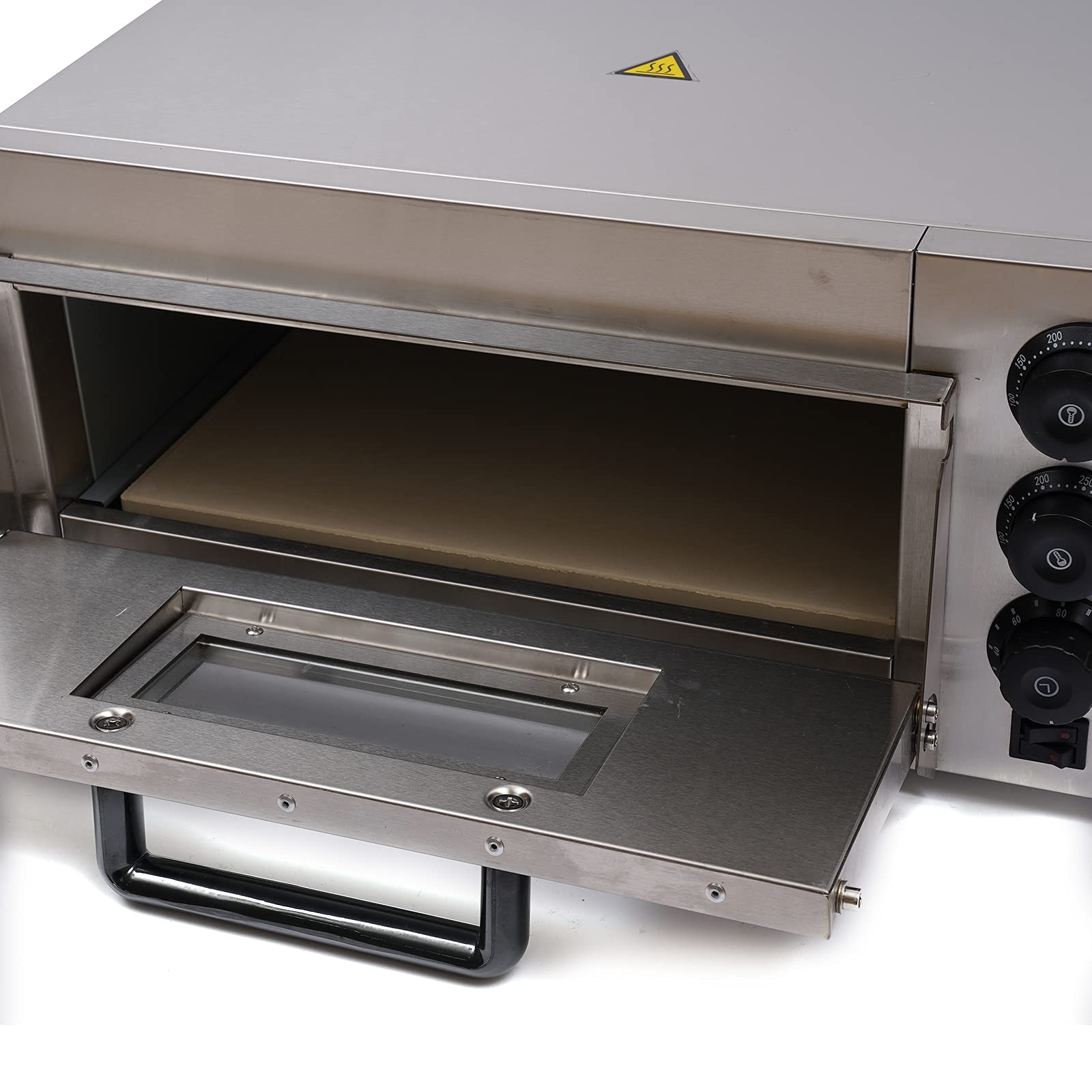 CheriMuMu Electric Pizza Oven, 1500W Single Deck Commercial Baking Oven Stainless 12-14Inch Pizza Bread Snack Ovens Baking Machine with Timer