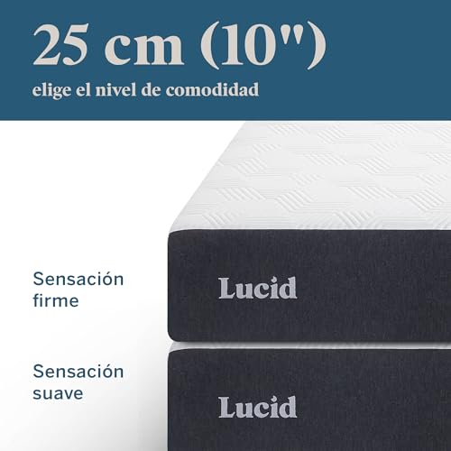 Lucid 10 Inch Memory Foam Plush โ Gel Infusion- Hypoallergenic Bamboo Charcoal- King Size Mattress, White