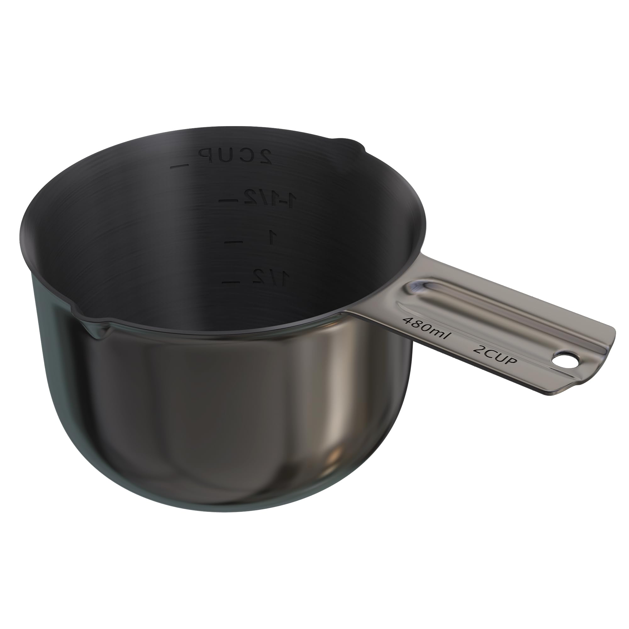 Color Up Premium 2 Cup Measuring Cup (480 ml) - Stainless Steel Black Finish, One-Piece Construction, Dishwasher Safe, Accurate for Wet & Dry Ingredients β One Single 2Cup