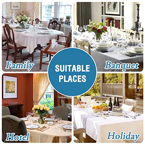 H.VERSAILTEX Linen Textured Table Cloths Round 60 Inch Premium Solid Tablecloth Spill-Proof Waterproof Table Cover for Dining Buffet Feature Extra Soft and Thick Fabric Wrinkle Free, Aqua