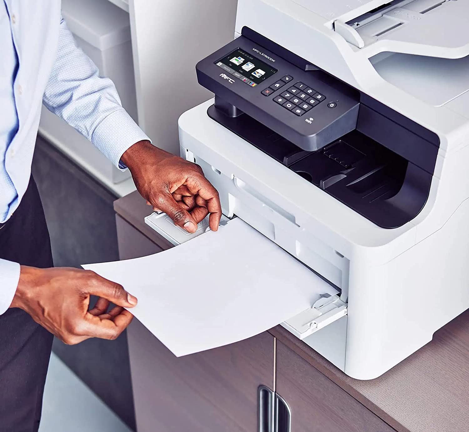 Brother MFC-L3750CDW Color All-in-One Laser Printer, Print Scan Copy Fax, Automatic 2-Sided Printing, 3.7 Inch Color Touchscreen, 600 x 2400 dpi, 50 Sheet ADF, Bundle with JAWFOAL Printer Cable