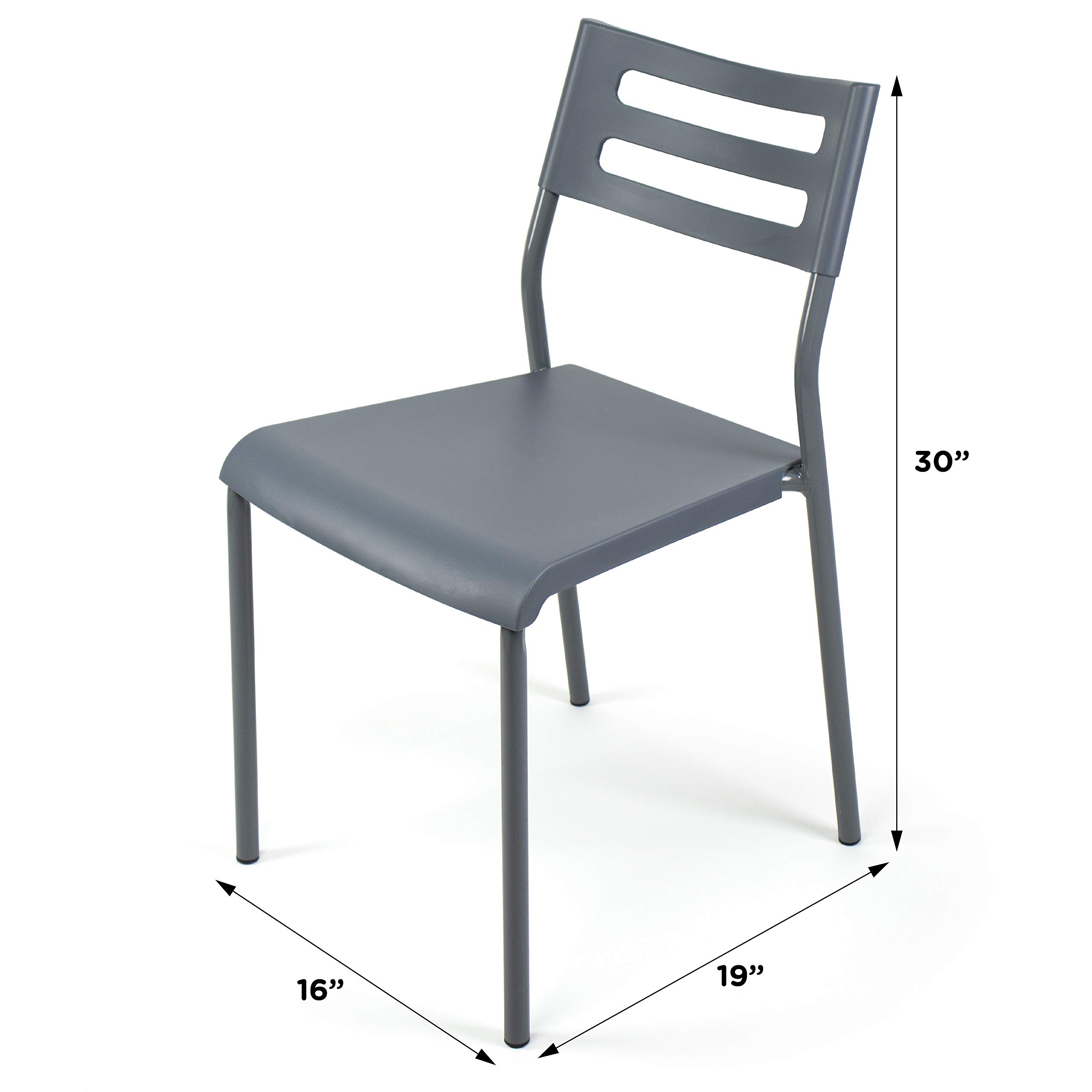 Humble Crew Desk Chair no Wheels, Grey, 16"W x 19"D x 30"H, 200 lbs Max - Lightweight Plastic Chair for Small Spaces - Premium Stackable Minimalist Chair for Office, Dorm, Bedroom, Dining, and More
