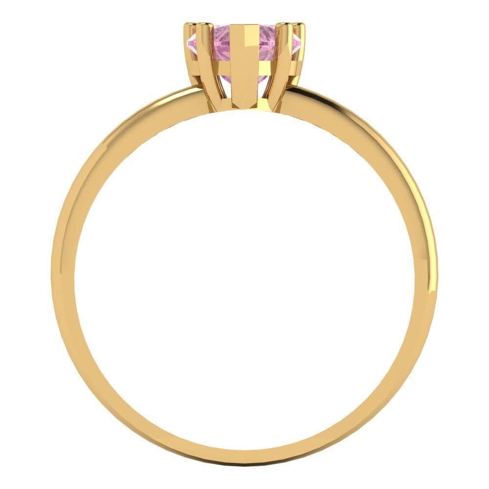 Clara Pucci 0.9ct Heart Cut Solitaire Pink Simulated Diamond Proposal Bridal Designer Wedding Anniversary Ring 14k Yellow Gold