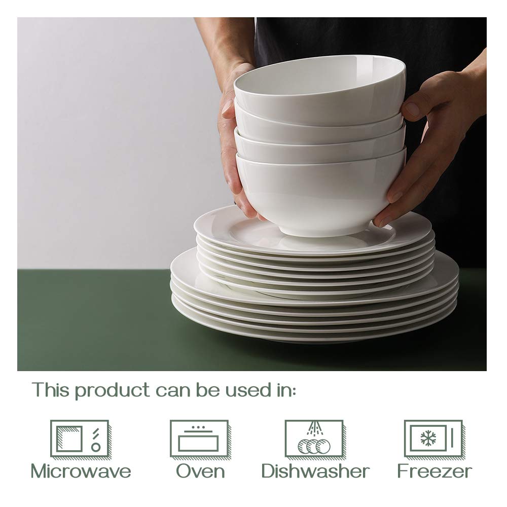DOWAN 26oz Salad Bowls 2 Pack + 22oz White Cereal Bowls Set of 4