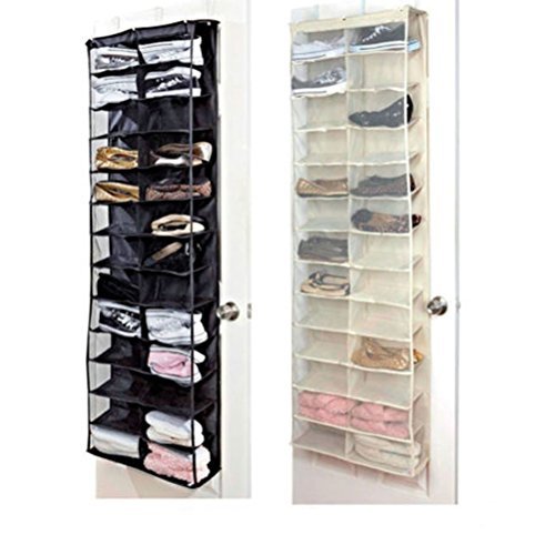 OUNONA 26 Large Pockets-Over the Door Hanging Shoes Organizer,Closet Shelves Rack Hanging Storage Space Saver(Black)