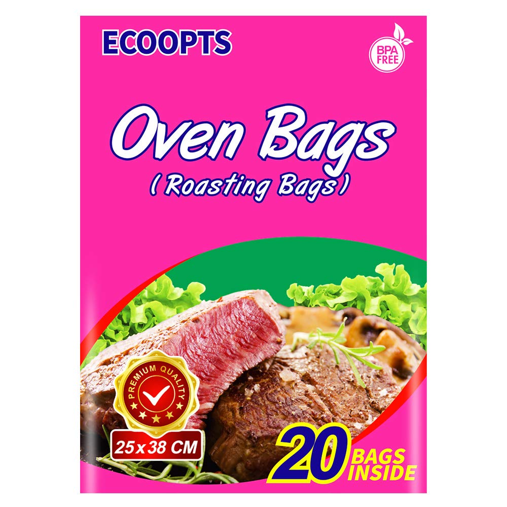 ECOOPTS Oven Bags Cooking Roasting Bags for Chicken Meat Ham Seafood Vegetable - 20 Bags (10 x 15 IN)