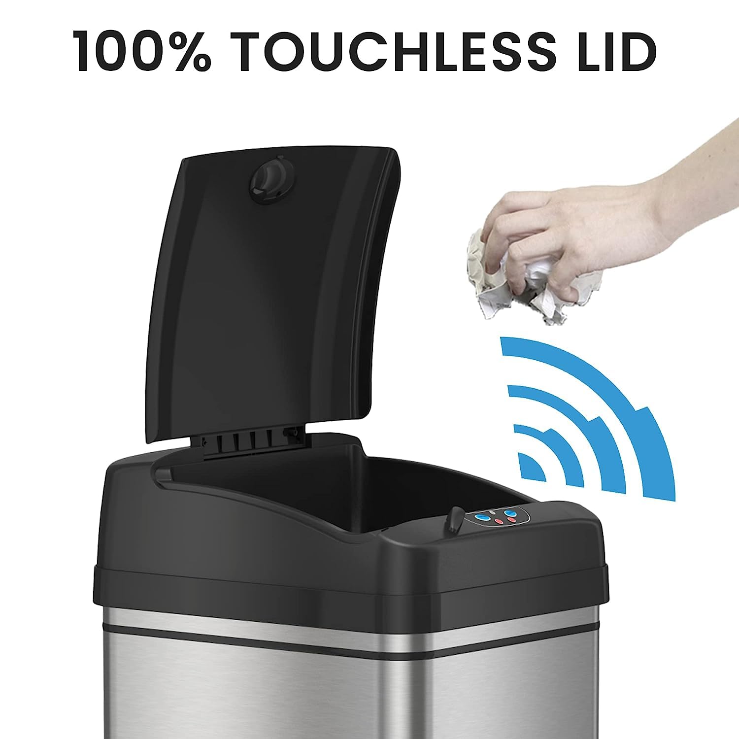 iTouchless 8 Gallon Dog-Proof Sensor Kitchen Trash Can with Lid and Odor Filter, Stainless Steel 30 Liter Automatic Recycling Bin Prevents Pets Getting in Trashcan Bedroom Home Office Bathroom