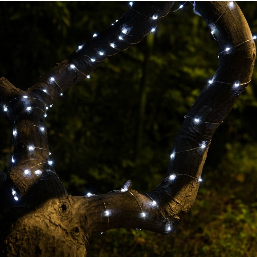 Solar Powered String Lights, 100 LED Copper Wire Lights, Waterproof Starry String Lights, Indoor/Outdoor Solar Decoration Lights For Gardens, Patios, Homes, Parties: 20 ft, Platinum