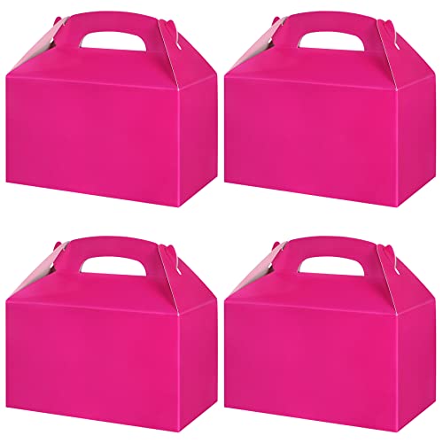 Hot Pink Party Treat Boxes 24 Pcs Bright Pink Candy Cookies Gift Box DIY Party Favor Bags Snack Goody Cardboard Gable Boxes Prefect for Kids Birthday Party Gift Giving Baby Shower Wedding Valentine Decorations