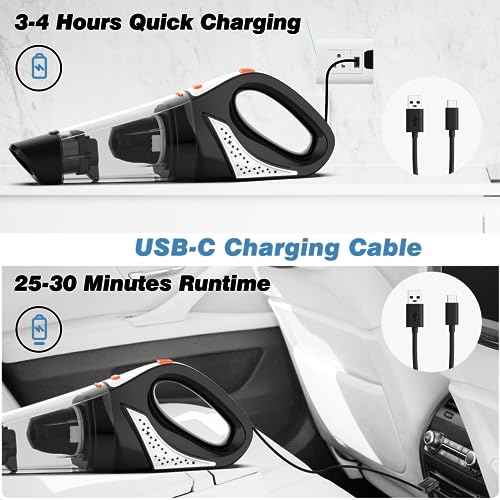Hihhy Handheld Vacuum Cordless Car Vacuum Cleaner Rechargeable Lightweight Hand Held Small Portable Vac with USB-C Charging