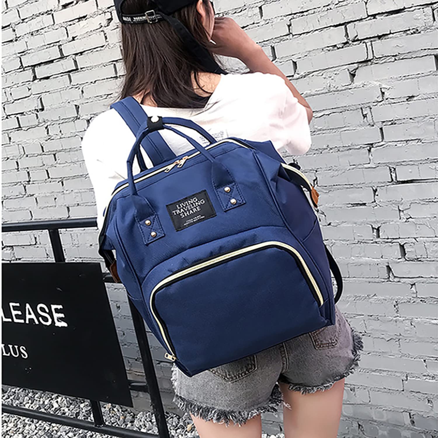 Diaper Bag with Organizing Pouches, Nappy Bags Handbag Multifunction Diaper Bag for Baby Care Travel Backpack Large Capacity Blue