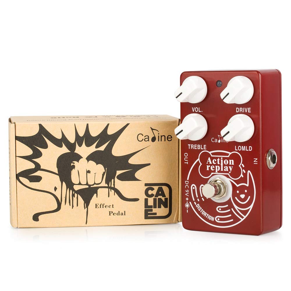 Caline Vintage Distortion Effects Pedal Overdrive Action Replay Electric Guitar Pedal True Bypass Red CP-74 Guitarist gifts