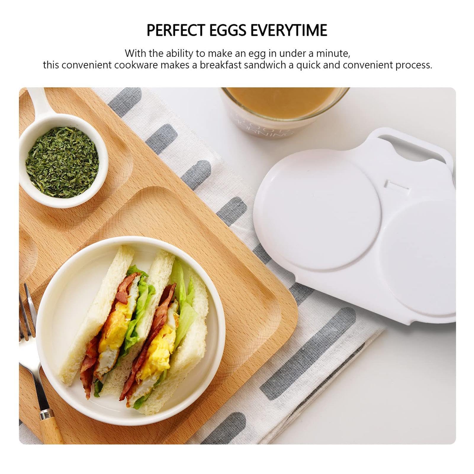 EsEico Poached Egg Microwave, 2 Eggs Microwave Egg Boiler Poacher, Egg Maker Microwave, Cup Microwave Egg Poacher, Eggs Round Poached Eggs Capacity Steamer For Home Breakfast, 5*1.9in, White
