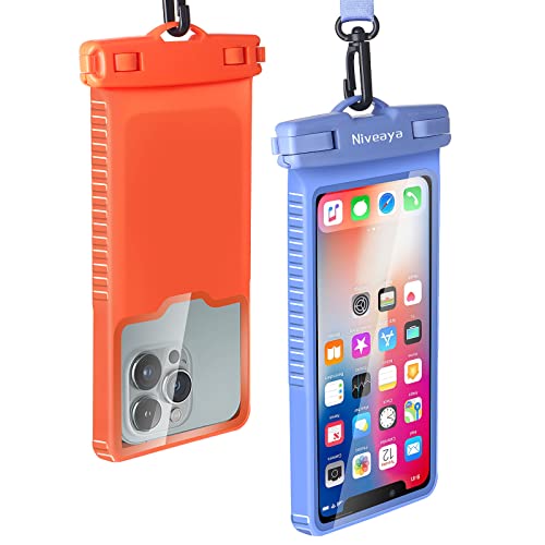 Niveaya Universal Waterproof Phone Case - 2 Pack, IPX8 Shockproof Waterproof Phone Pouch Dry Bag for iPhone 14 13 12 11 Pro Max SE 2020 XS Max XR X 8 7 6s Plus S10 S9 S20 S21 Note 20/10.