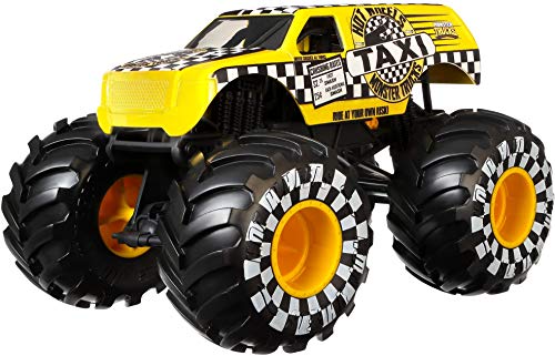 Hot Wheels Monster Trucks Taxi, 1:24 Scale for kids age 3, 4, 5, 6, 7, & 8 Years Old Great Gift Toy Trucks Large Scales