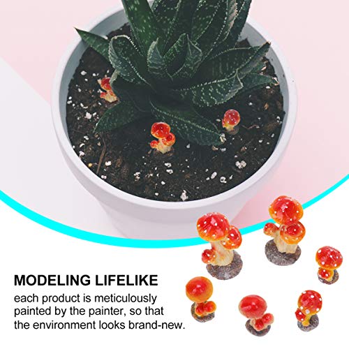DOITOOL 6pcs Mini Mushroom Fairy Garden Miniature Figurines Mushroom Resin Figures for Garden Ornaments Plant Pots Bonsai Crafts Micro Landscape Decoration