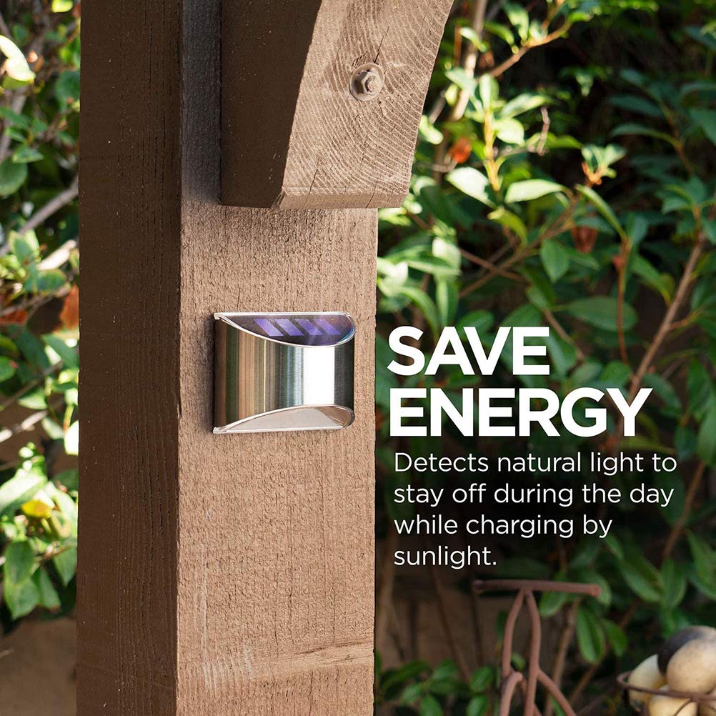 SOLUSTRE LED Outdoor Flood Lights Solar Pathway Light Solar Motion Sensor Light Solar Powered Flood Lights Solar Motion Detector Lights Solar Wall Light Stainless Steel Stair Light
