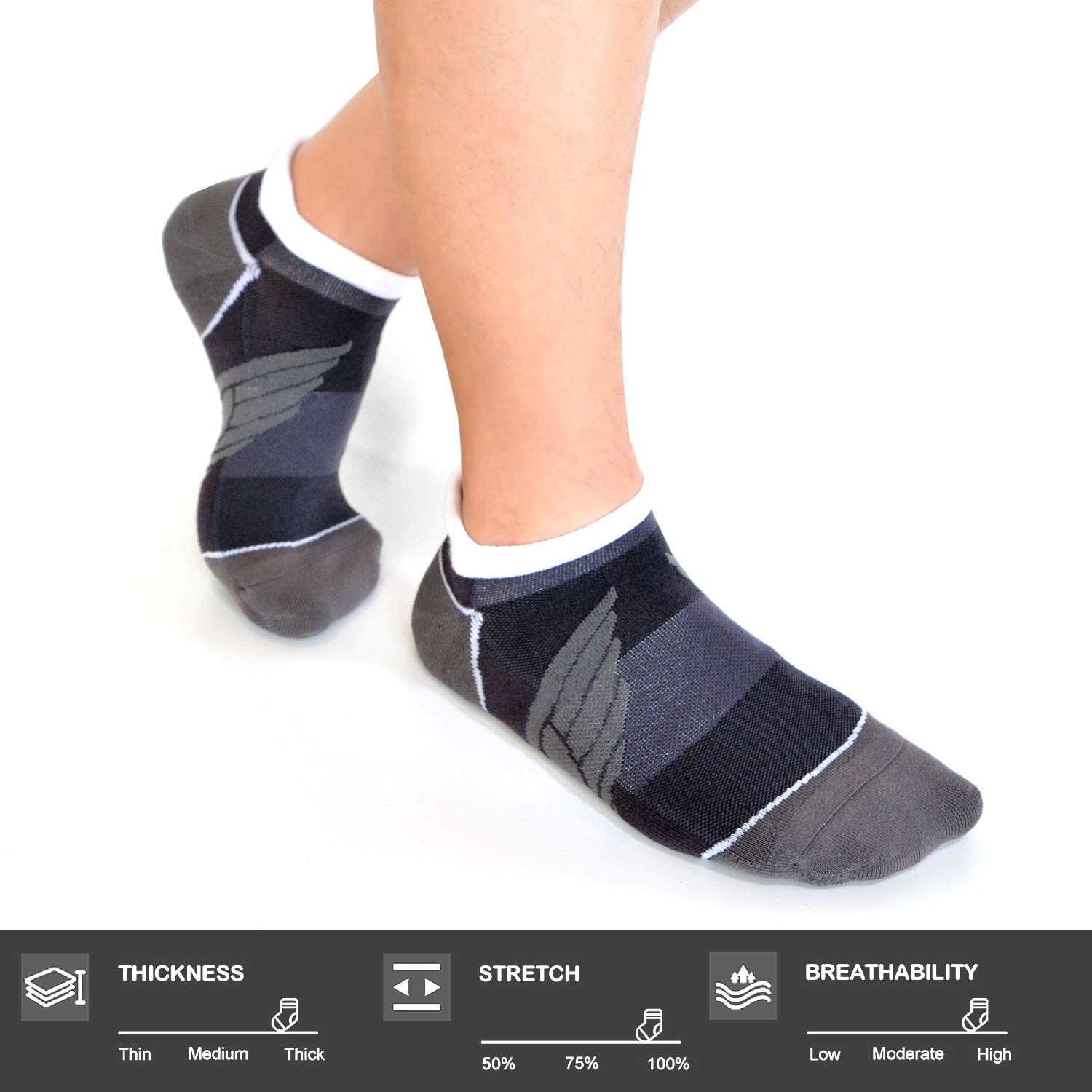Busy Socks Men's Ankle Athletic Socks for Women, Veteran’s Day Anti Odor Low Cut Cycling Soft Gifts Socks for Runner 3 Pairs (Dark Grey, Large)