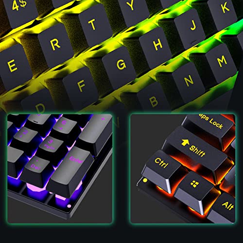 CUIFATI Gaming Keyboard and Mouse Combo, 104 Keys LED Backlit Keyboard with Floating Keycap, Wired Mechanical Keyboard for PC Laptop