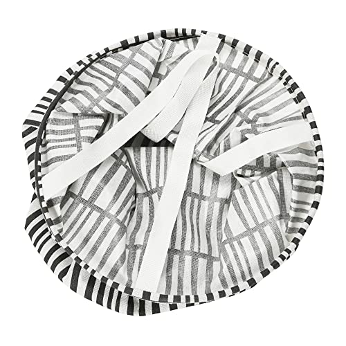 Household Essentials Round Krush Hamper with Handles, Black and White