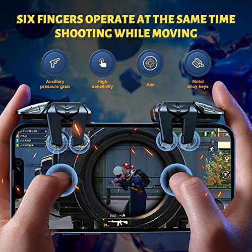 Newseego 2022 New Model Mobile Game Controller Trigger,Mobile Game Accessories 6 Finger Trigger Sensitive Shoot Target Buttons Smartphone Game Controller Gamepad for PUBG/Survival Rules/Knives Out