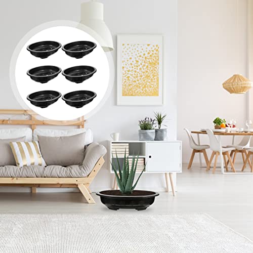 DOITOOL Bonsai Training Pots, 6Pcs 15β Bonsai Plants Growing Pot Large Deep Flower Pot, Plastic Oval Planter Pot with Drainage Hole for Nursery, Garden, Balcony