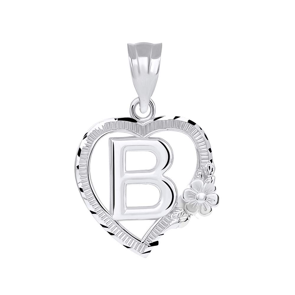 CaliRoseJewelry Sterling Silver Initial Heart Pendant - Letter B
