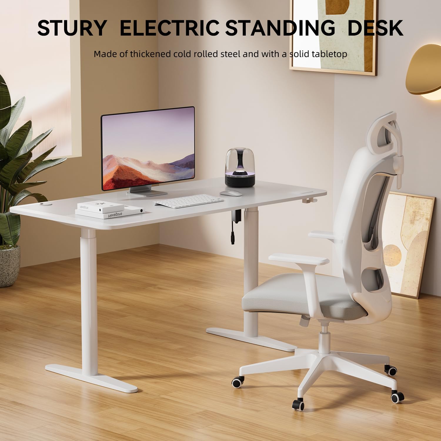 Generic Adjustable Standing Desk Home Office Workstation (White, 55 * 28 inch)