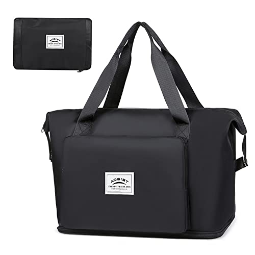 Large Capacity Travel Duffel Tote Bag with Dry Wet Separation Pocket, Waterproof Shoulder Weekender Bag for Women and Men,Foldable and Expandable Bag Lightweight and Easy Carry on