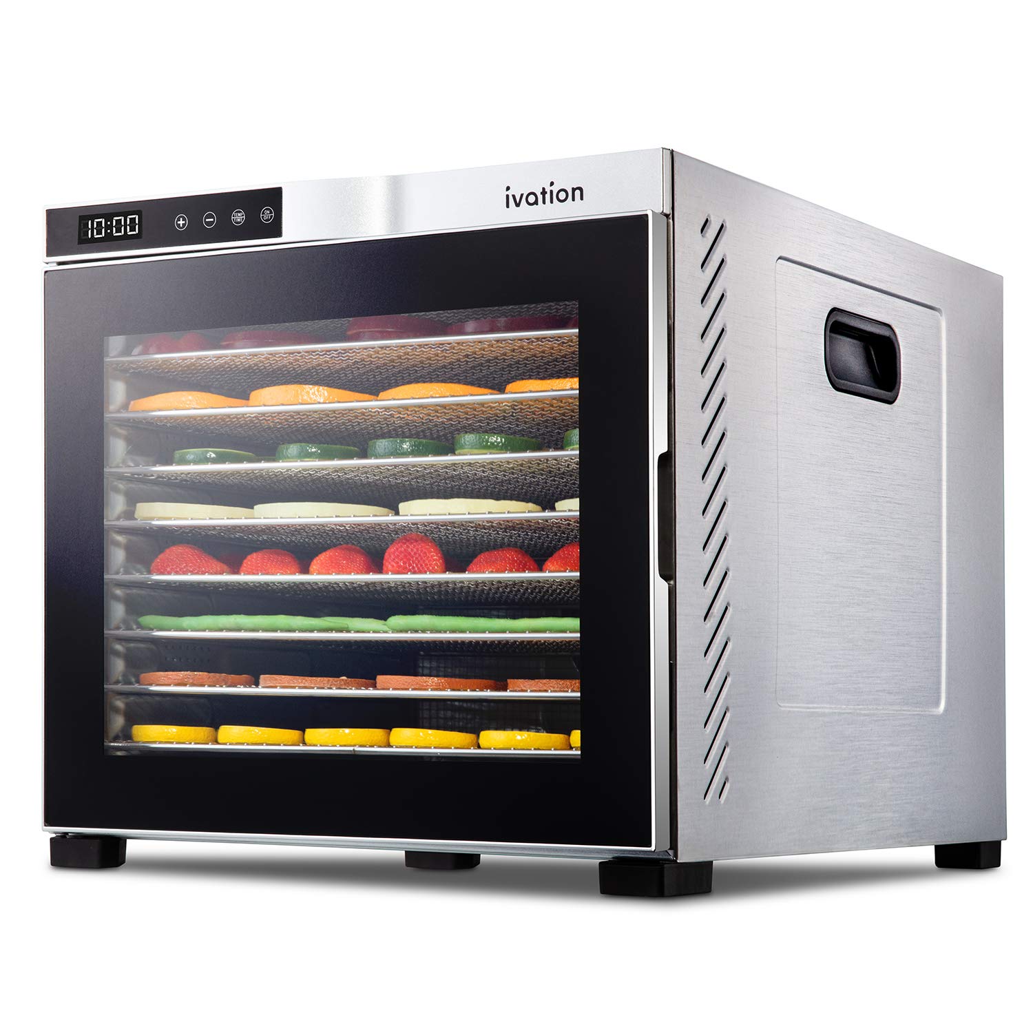 Ivation 6 Tray Commercial Food Dehydrator Machine |600w, Easy Setup, Digital Adjustable Timer and Temperature Control | Dryer for Jerky, Herb, Meat, Beef, Fruit and To Dry Vegetables | Stainless Steel