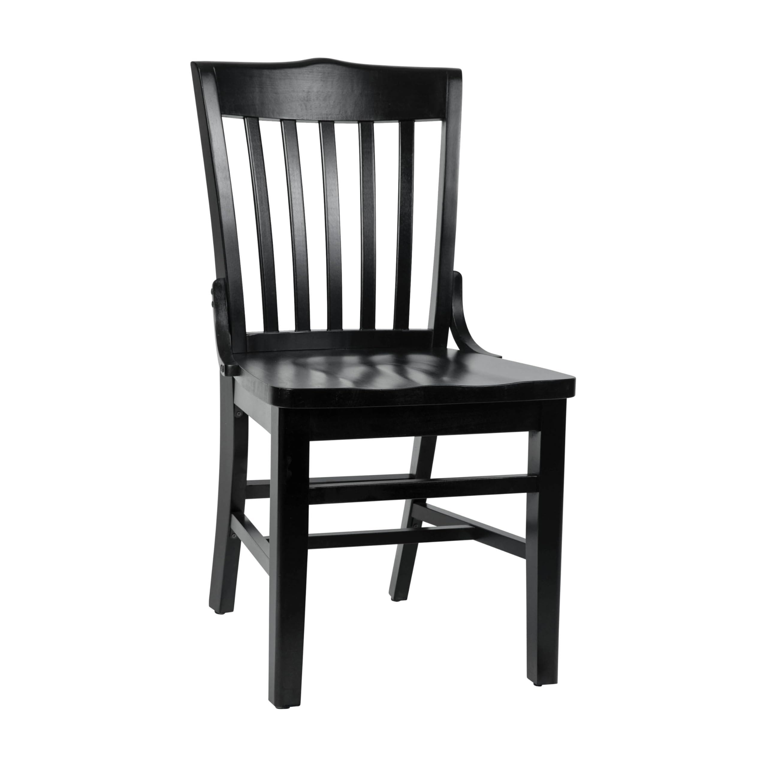 Flash Furniture Hercules School House Back Metal Restaurant Chair - Black Wood Seat - Black Frame