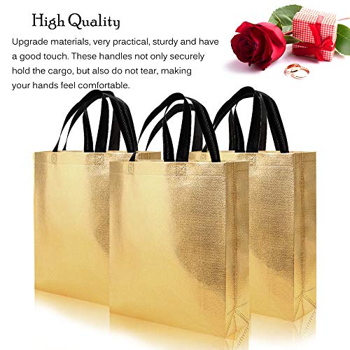 M&C Music Color 16pcs Glossy Reusable Grocery Shopping Bag Tote Bag with Handle Present Bag Gift Bag