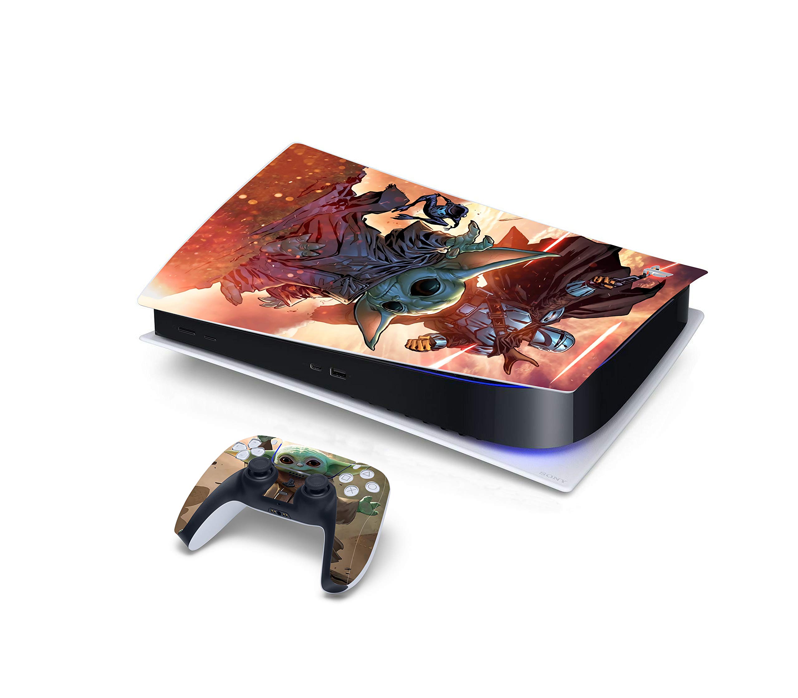 PEYANZ Skin Compatible with P.S.5 Console(Digital Edition) and Controllers Vinyl Sticker, Durable, Scratch Resistant, Bubble-Free
