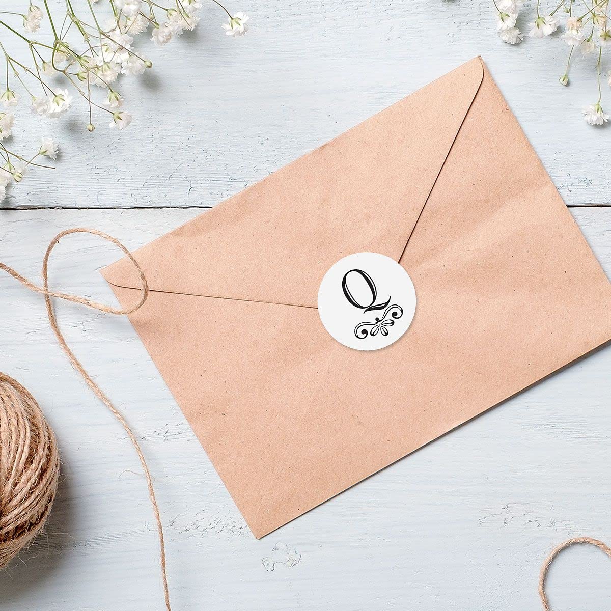 Monogram Personalized Envelope Seals Embellish - Set of 144, Round Self-Adhesive, Flat-Sheet Labels, by Colorful Images