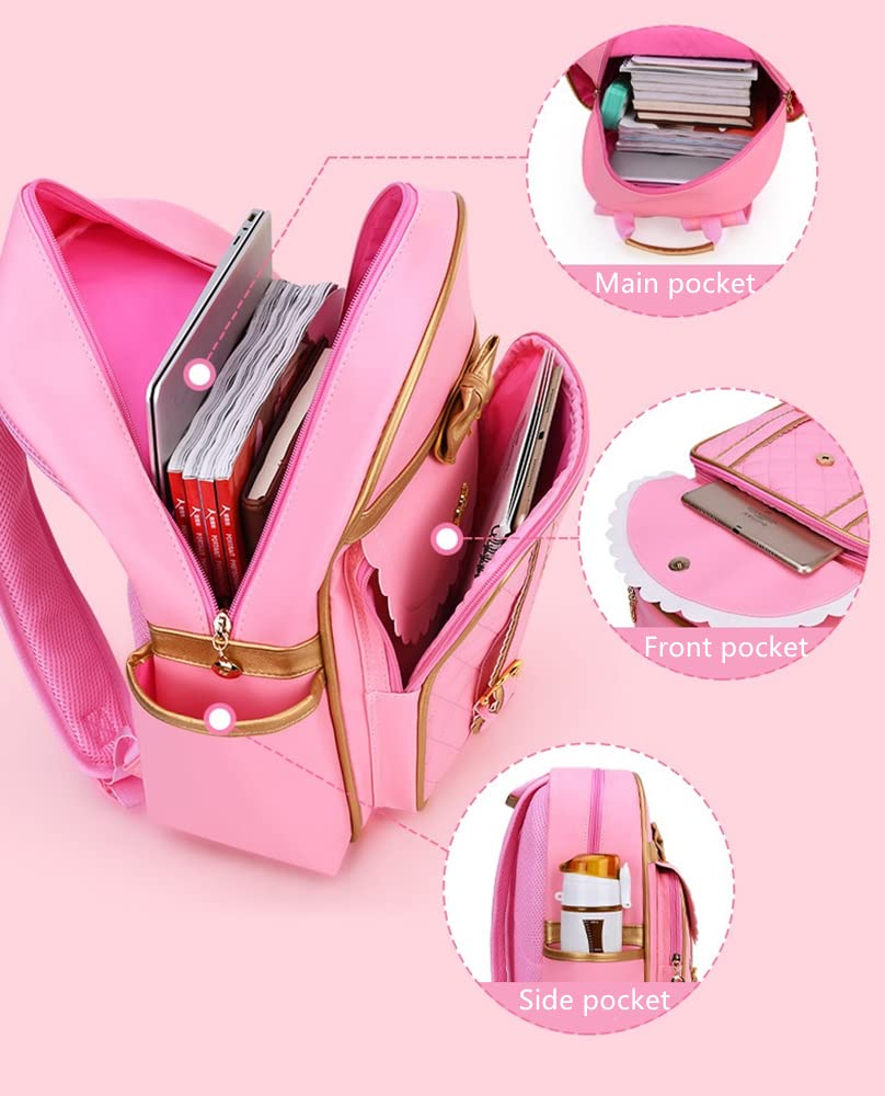 Children's Backpack Princess Girl School Bag PU Waterproof Casual Daypack