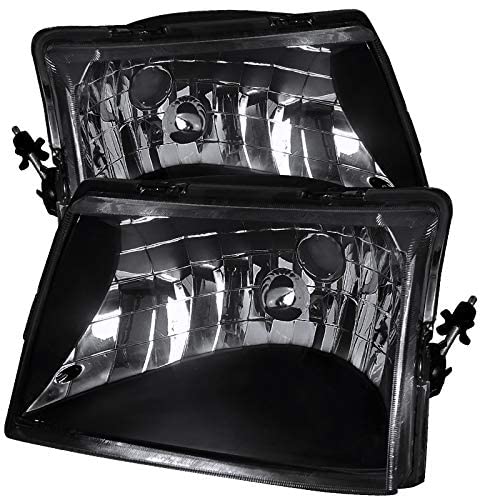 Carpartsinnovate For 98-00 Ford Ranger Pickup Euro Style Black Headlights Head Lamps Pair
