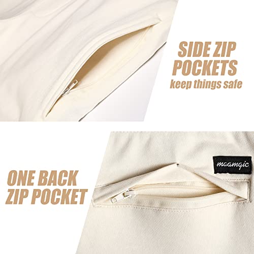 maamgic Mens Athletic Gym Shorts 5.5" Elastic Waist Casual Pajama Pocket Jogger Men Workout Short Pants Ivory
