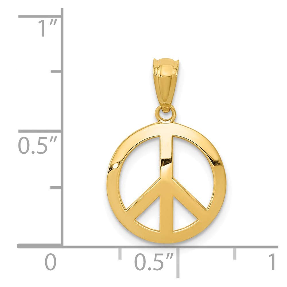 BillyTheTree Jewelry 14K Yellow Gold Polished Peace Sign Circle Pendant
