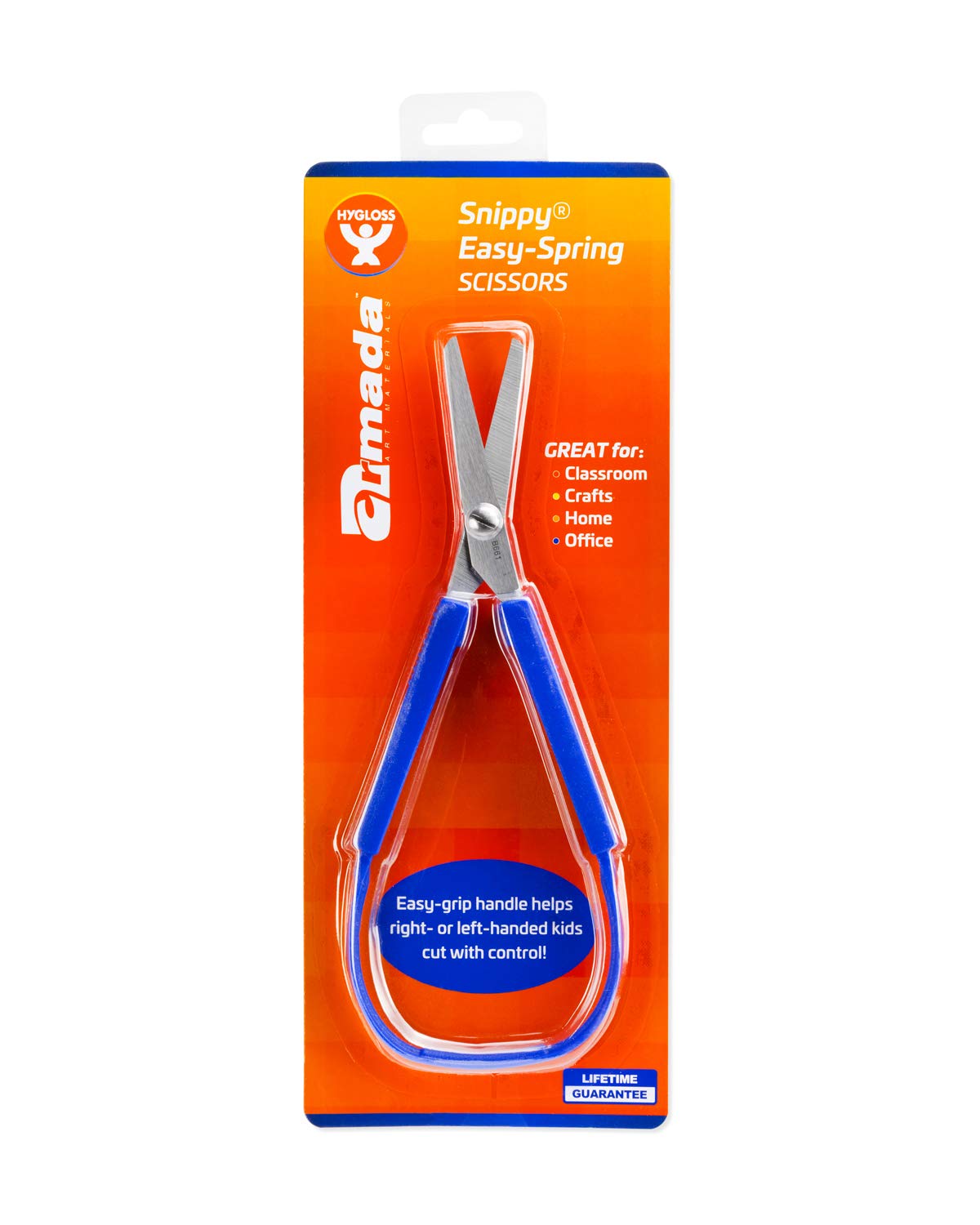 Hygloss Products Snippy Easy Spring Loop Scissors Flexible Handles, Stainless Steel Blades-Good for Special Needs and Fine Motor Skills-for Kids’ Arts & Crafts-7.75 Inches-Blue-1 Pair