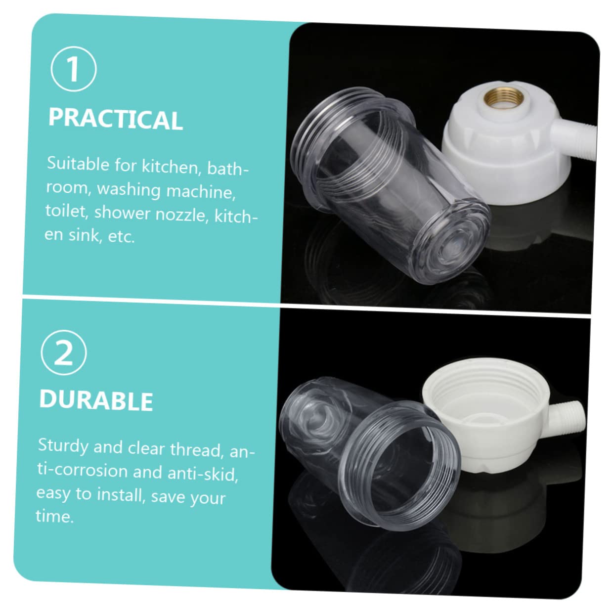 DOITOOL Water Heater Filter Kitchen Down Water Filter Faucet Water Softener Inline Water Filter Well Water Pre Filtration System Sink Filter Attachment Anti-Scale The Pet Shower Head White