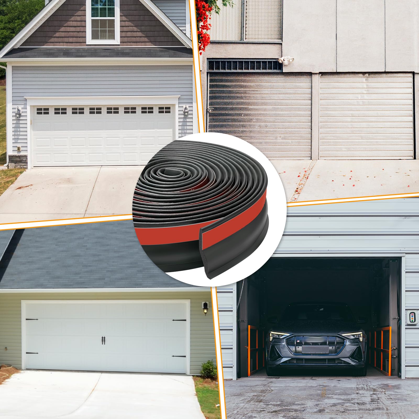 Universal Garage Door Threshold Seals Bottom Rubber Replacement, weatherproofing Garage Door Weather Stripping with Nails (10ft)