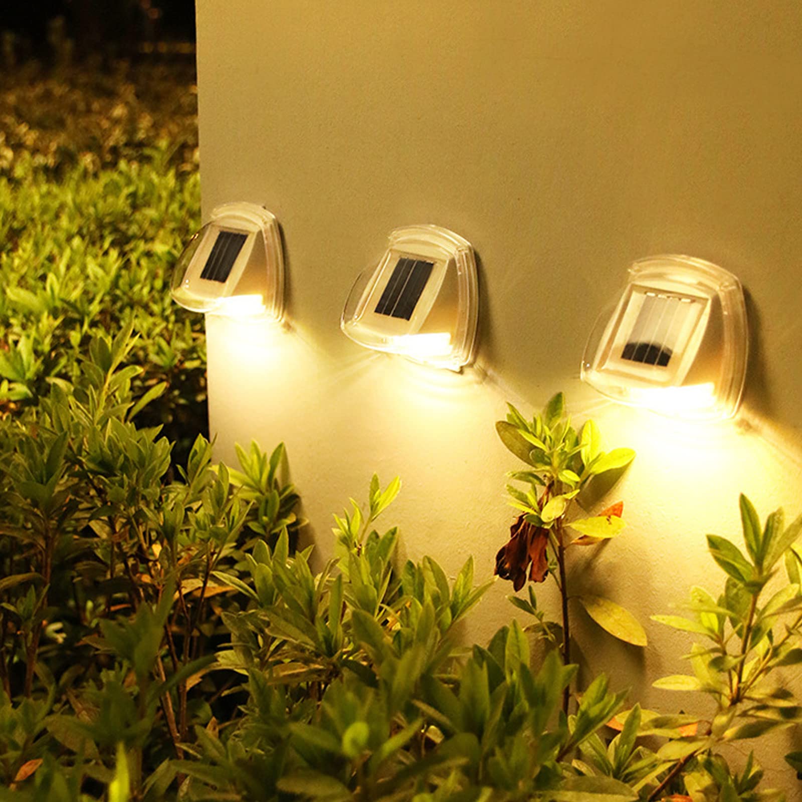 WONFAST Solar Outdoor Lights, Waterproof 8LED Solar Wall Light Lawn Fence Walkway Decorative Night Lamps for Home Pathway Street Courtyard Steps Garden Decoration (6Pack, Warm White)