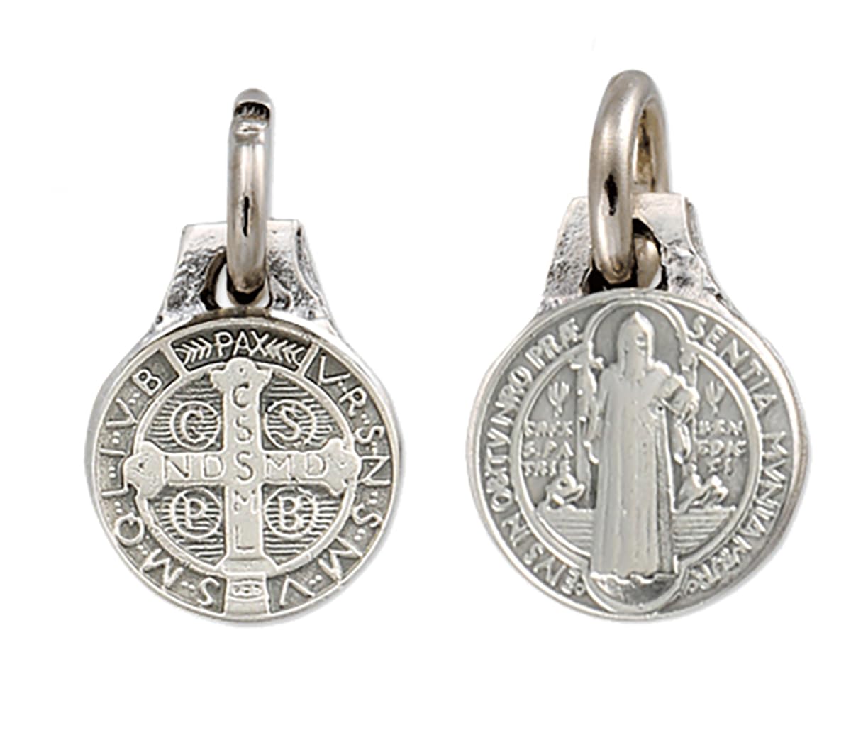 Catholica Shop Lot of 12 Mini Antque Silver Tone St Benedict Protection Medals - Mini