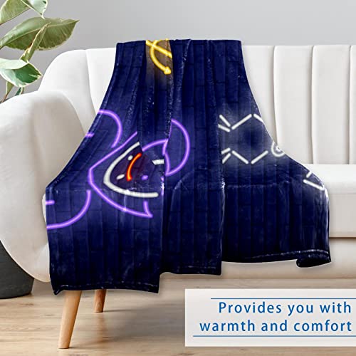 Halloween Party Neon Pattern Prints Soft Warm Cozy Blanket Throw for Bed Couch Sofa Picnic Camping Beach, 150×100cm