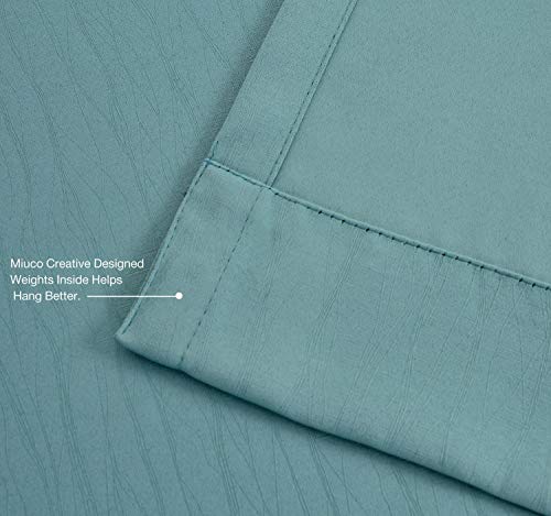MIUCO Blackout Curtains Room Darkening Curtains Textured Grommet Curtains for Window Treatment 2 Panels 52x63 Inch Long Teal